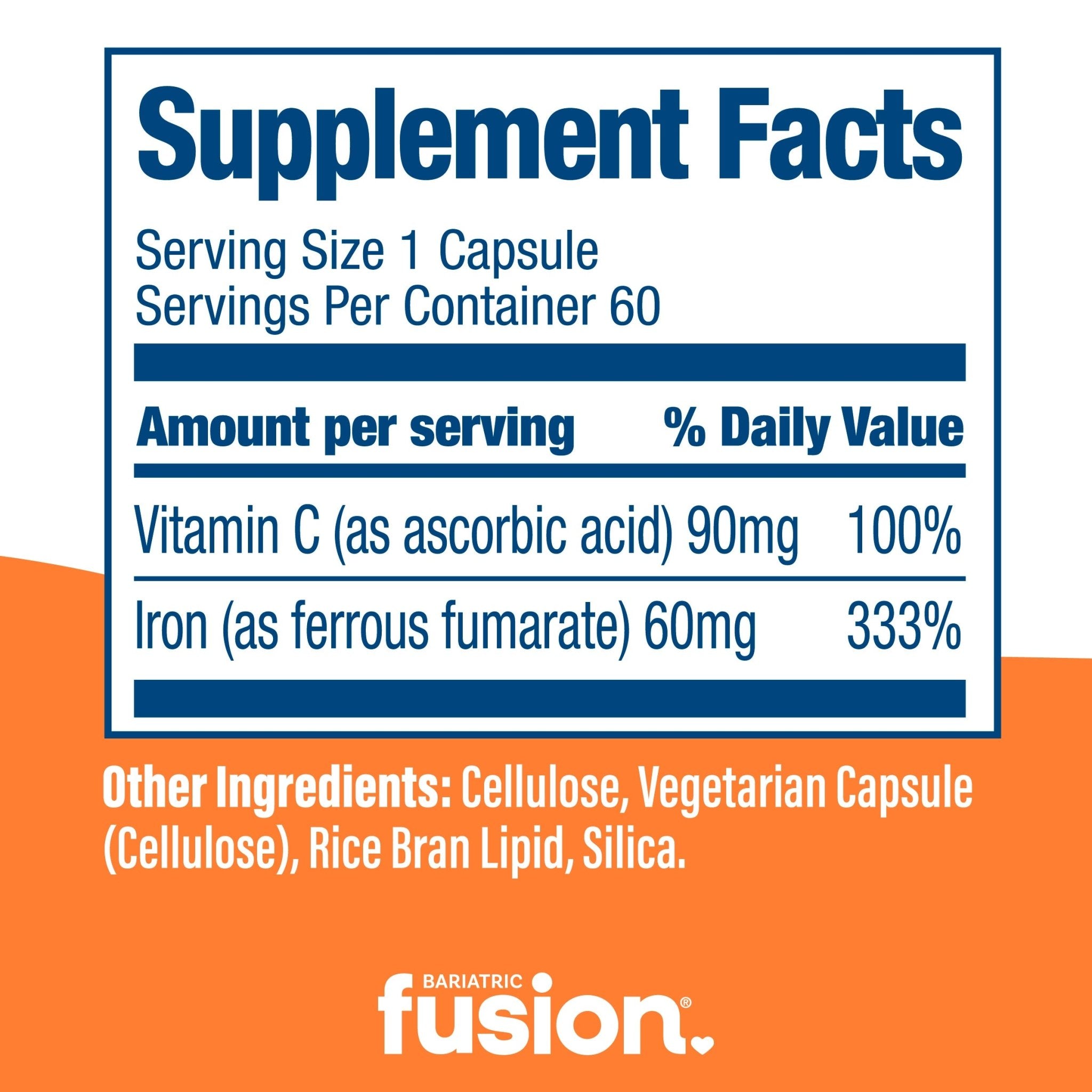 Bariatric Iron Plus Vitamin C Capsule | Bariatric Fusion