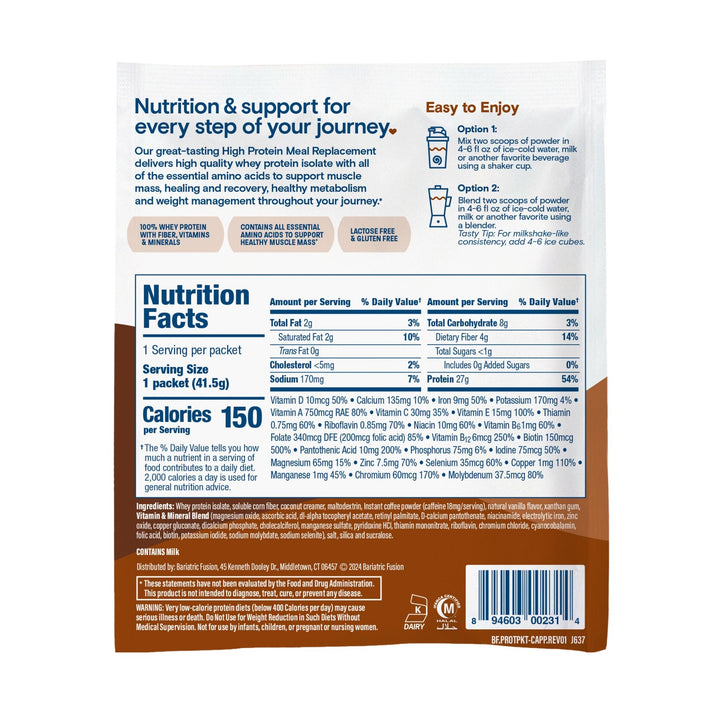 Cappuccino High Protein Meal Replacement - Single Serve Packet