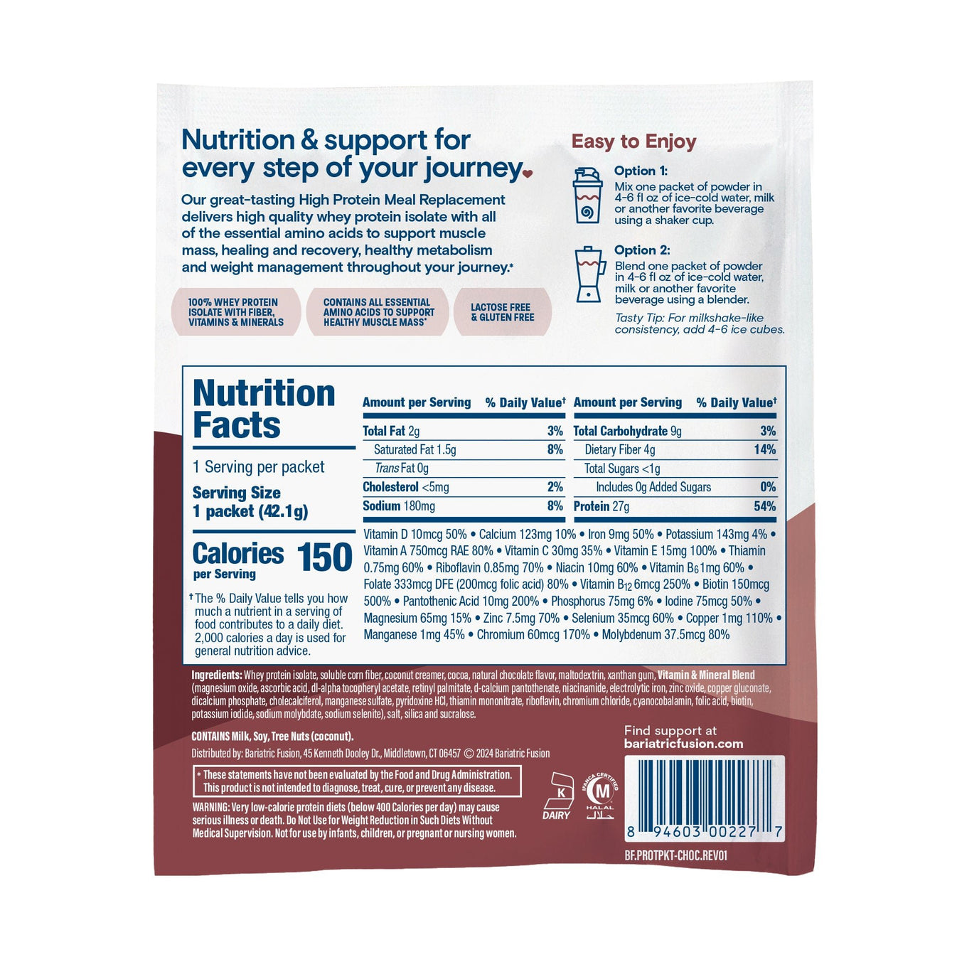 Chocolate High Protein Meal Replacement - Single Serve Packet