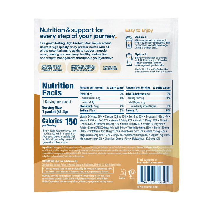 Vanilla High Protein Meal Replacement - Single Serve Packet